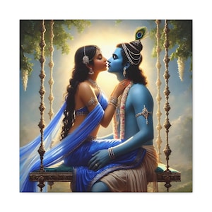 Radha Krishna Kiss on A Swing - Etsy