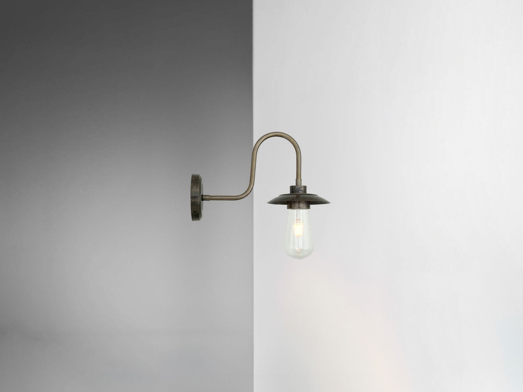 Antique Gooseneck Brass Wall Sconce, Rustic Swan Neck Sconce Light ...