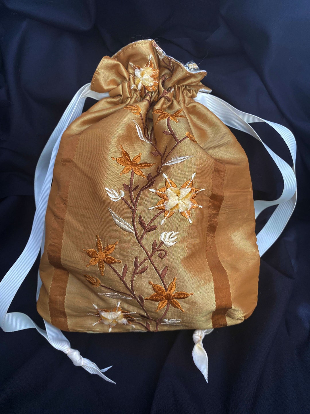 Gold Embroidered Reticule - Etsy