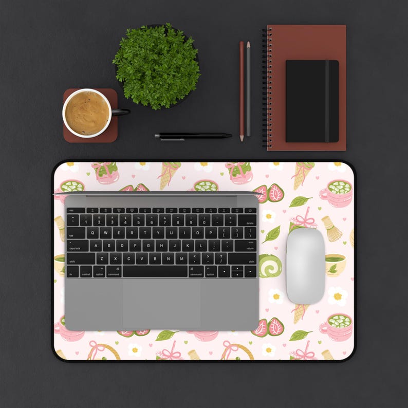 Matcha Desk Mat, Kawaii Boba Tea Pink Desk Pad - Etsy
