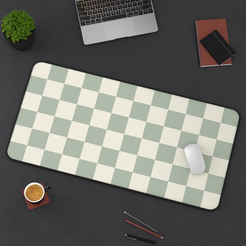 Sage Green Checkerboard Desk Mat, Extended Keyboard Mouse Pad - Etsy