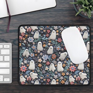 Spooky Little Ghosts in the Garden Desk Mat Cute Floral Halloween Mouse ...