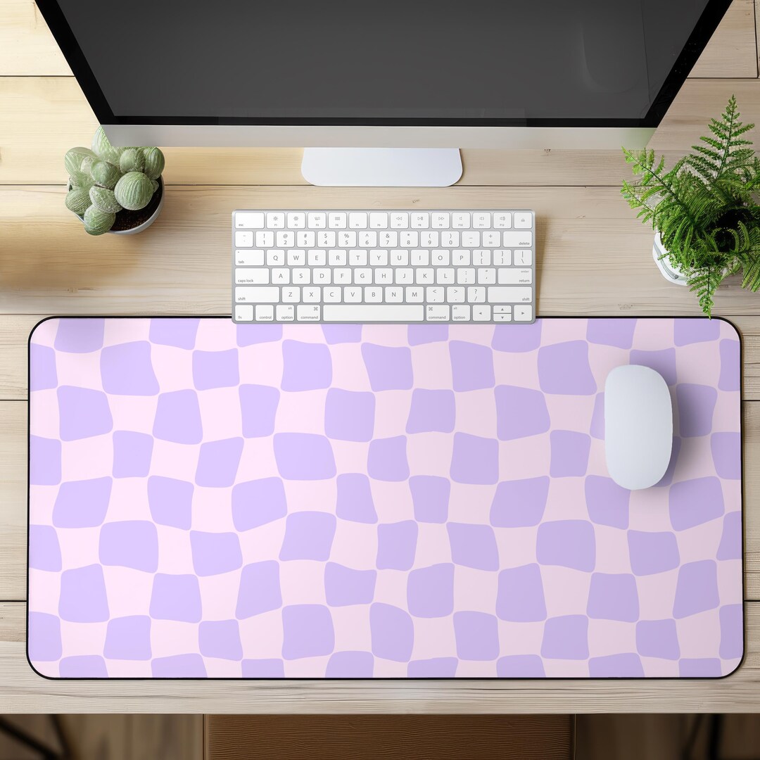 Purple Wavy Checkered Desk Mat, Retro Aesthetics Mouse Pad, Y2K ...