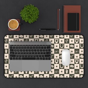 Cute Texas Cowboy Checker Desk Mat Western Cowgirl Checkerboard Mouse ...