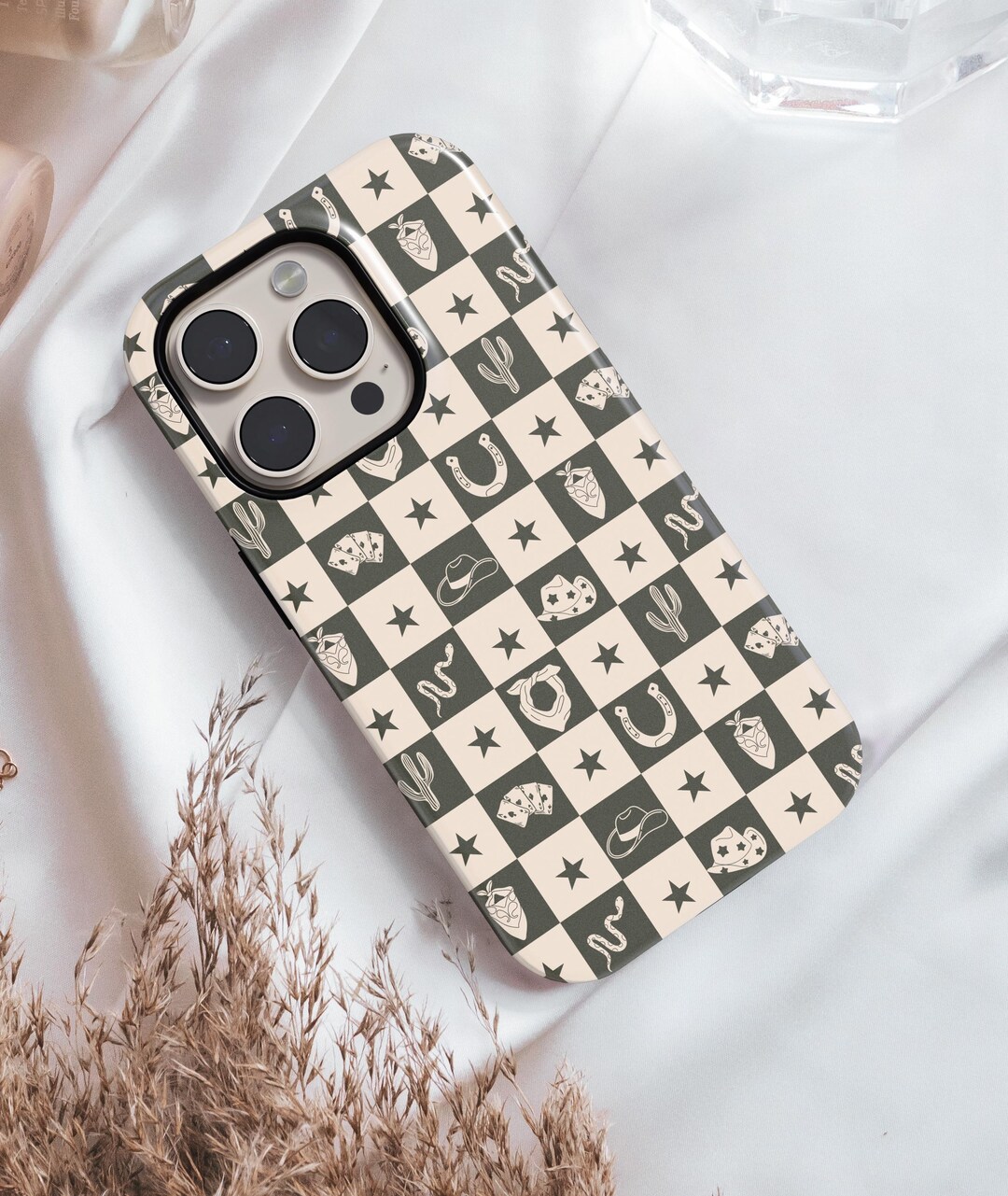 Cute Texas Cowboy Checkered Phone Retro Case Western Cowgirl iPhone 15 ...
