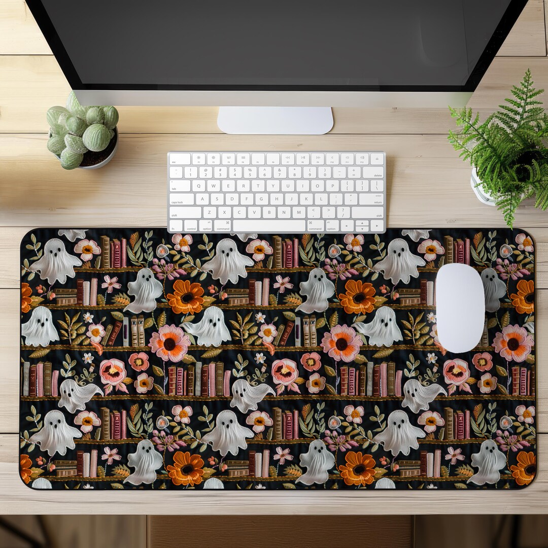 Ghost Desk Mat: Spooky Floral Cottagecore Office Decor - Etsy