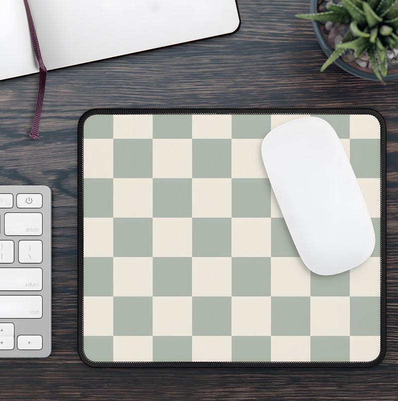 Sage Green Checkerboard Desk Mat, Extended Keyboard Mouse Pad - Etsy