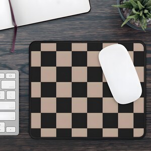 Coffee Color Checkered Desk Mat Retro Checkerboard Plaid Mouse Pad Anti ...