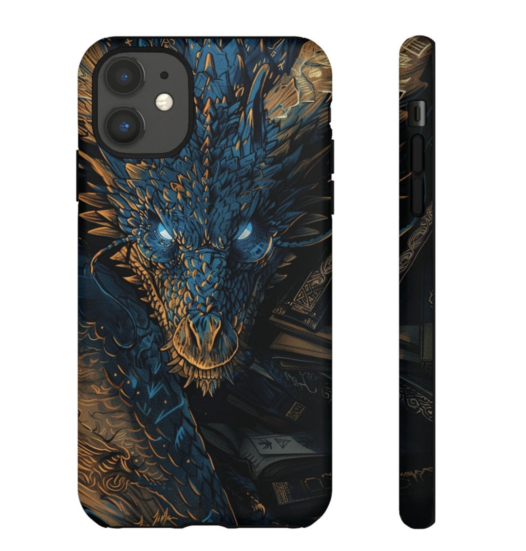 Fantasy Book Lover Dragon Fan Phone Case Dark Aesthetic Blue Dragon ...