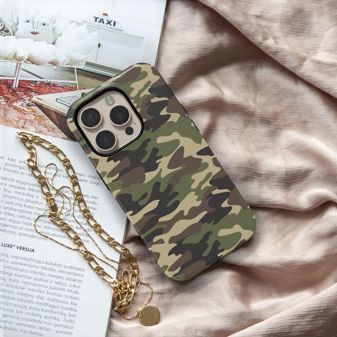 Green Camouflage Military Design Phone Case Camo Army iPhone 15 14 13 ...