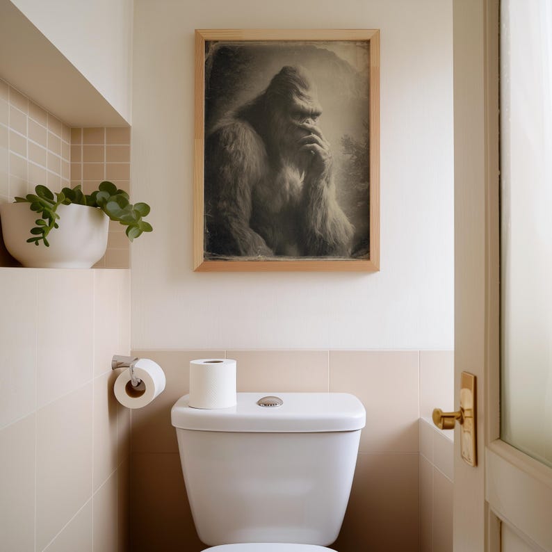 Funny Bigfoot Smelly Bathroom Wall Art, Vintage Sasquatch Poster Toilet ...
