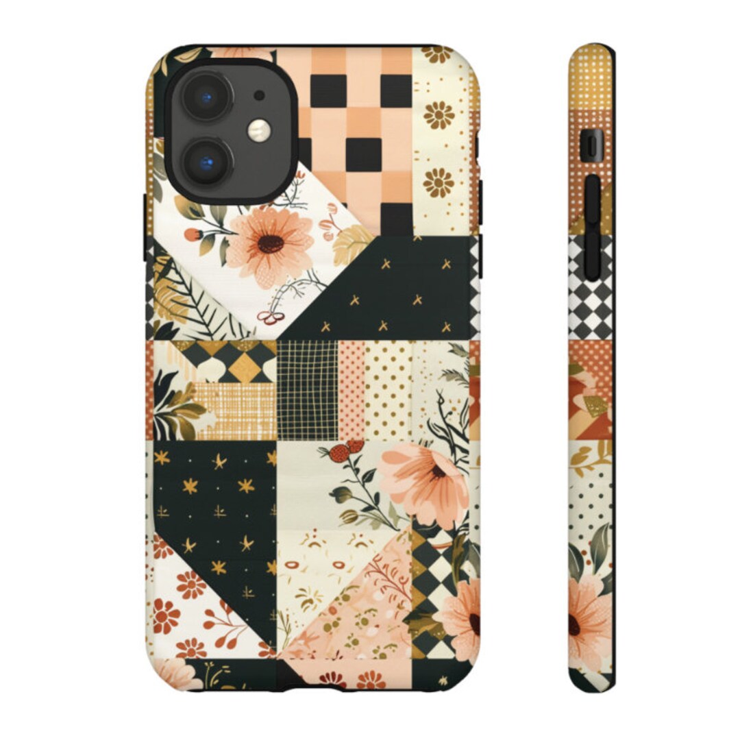 Aesthetic Classic Floral Patchwork Phone Case Irregular Fabric Pattern iPhone 15 14 13 12 11 8 ...