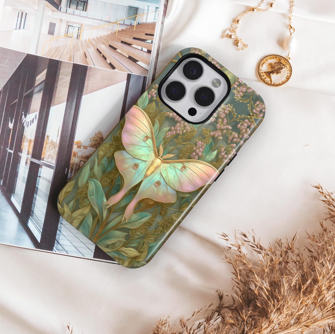 Luna Moth Phone Case, Floral Aesthetic, Magsafe Compatible Cell Phone ...