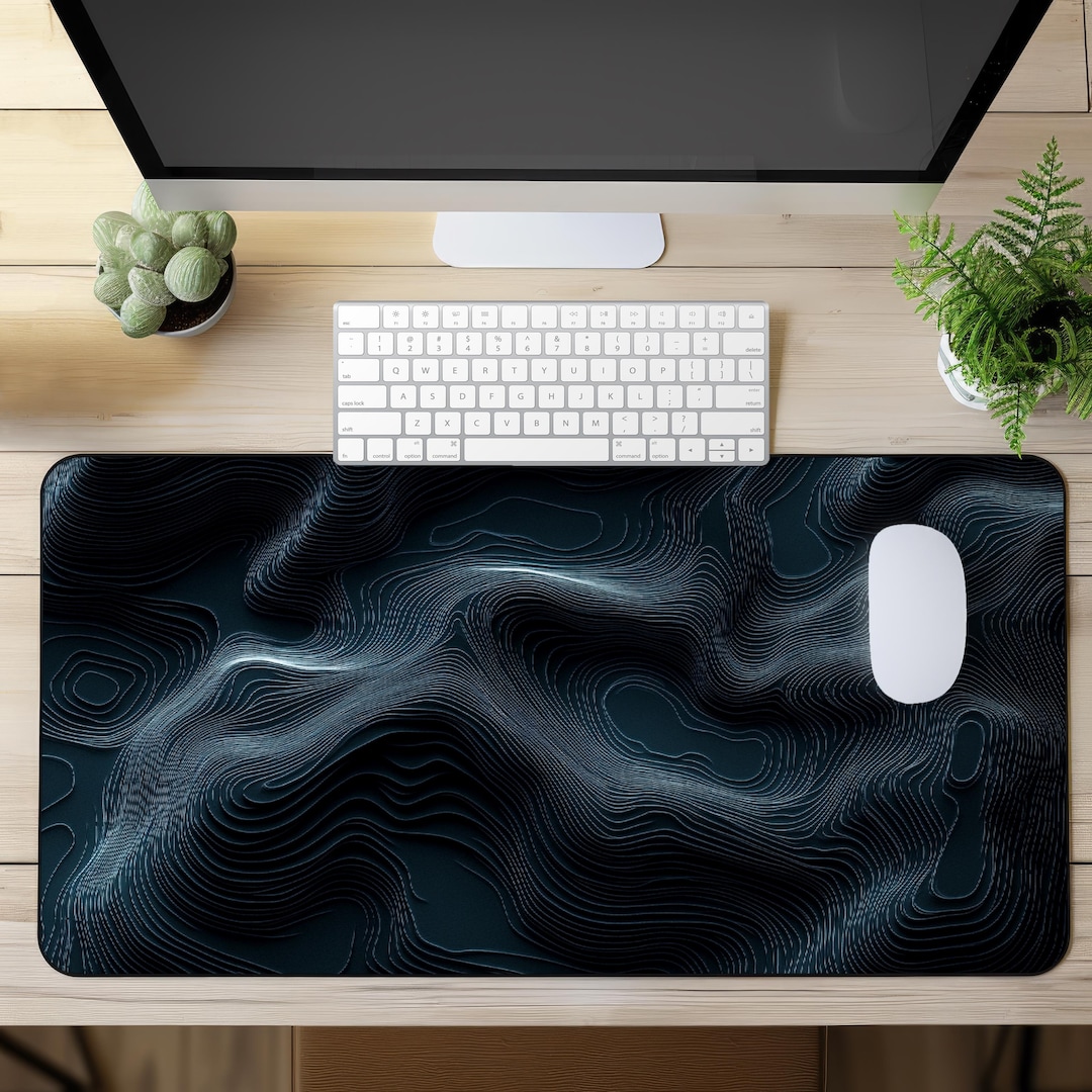 Dark Mountain Topography Desk Mat: Blue Landscape Map Mousepad - Etsy