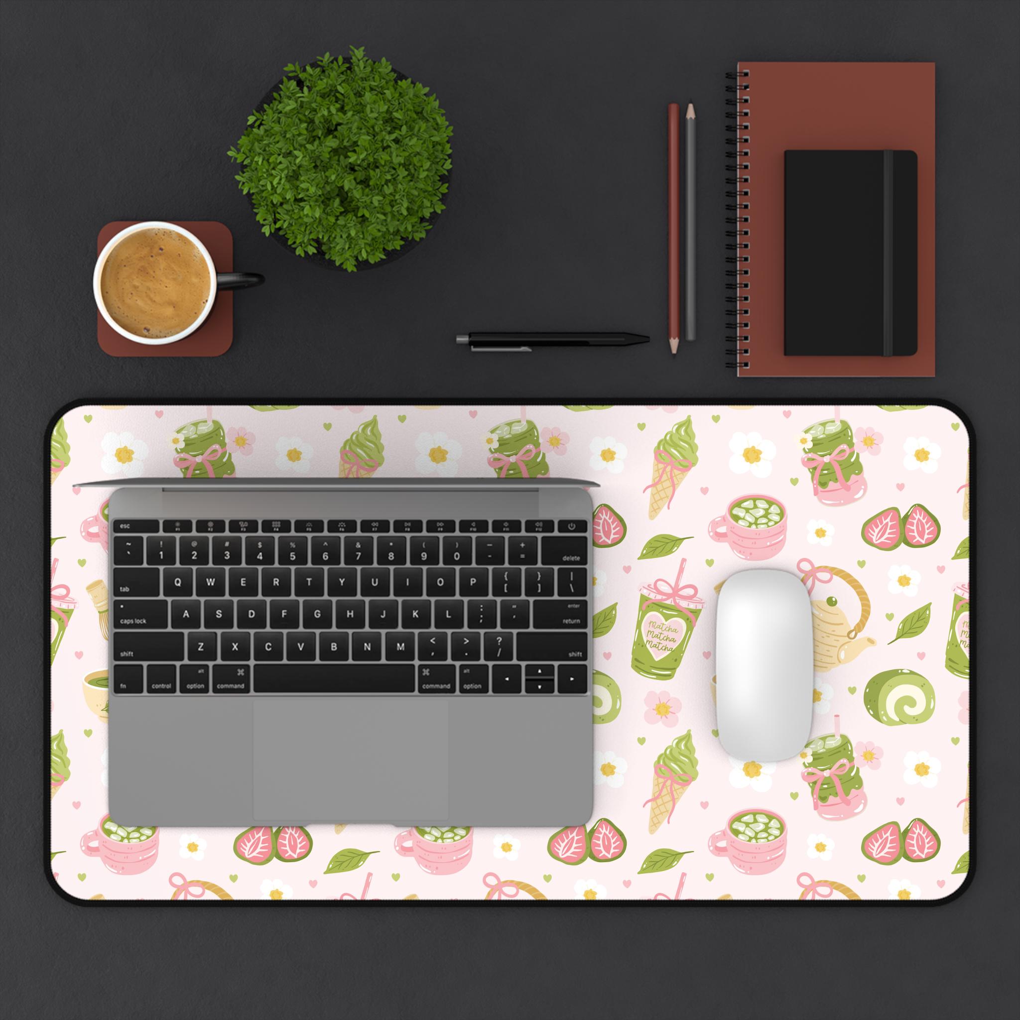 Matcha Desk Mat, Kawaii Boba Tea Pink Desk Pad - Etsy