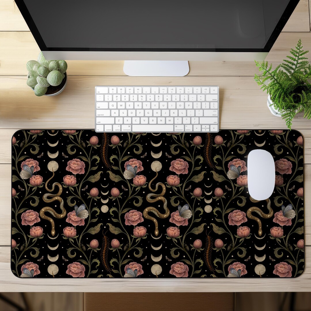 Floral Witchy Garden Desk Mat Moon Luna Moth Mouse Pad Anti-slip Mat ...