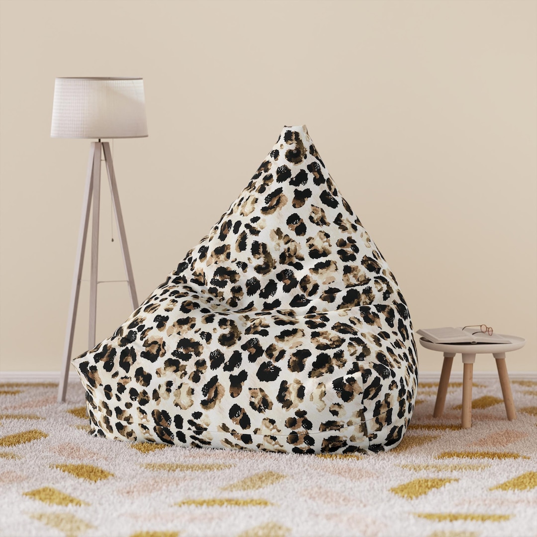 Snow Leopard Bean Bag Chair Cover Cheetah Fur Print Beanbag Case ...