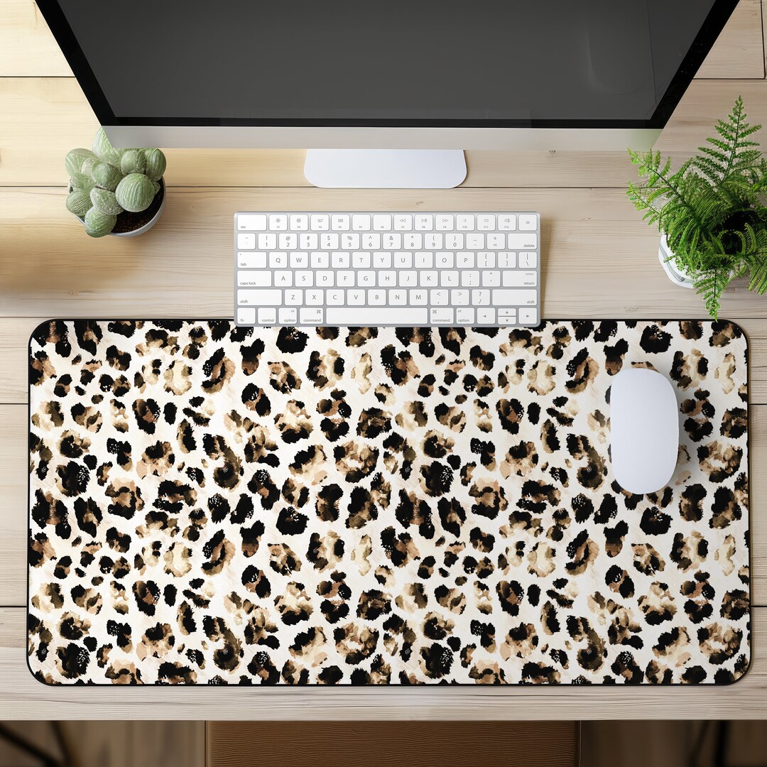 Rare Snow Leopard Cat Print Desk Mat, Cheetah Mouse Pad Anti-slip ...