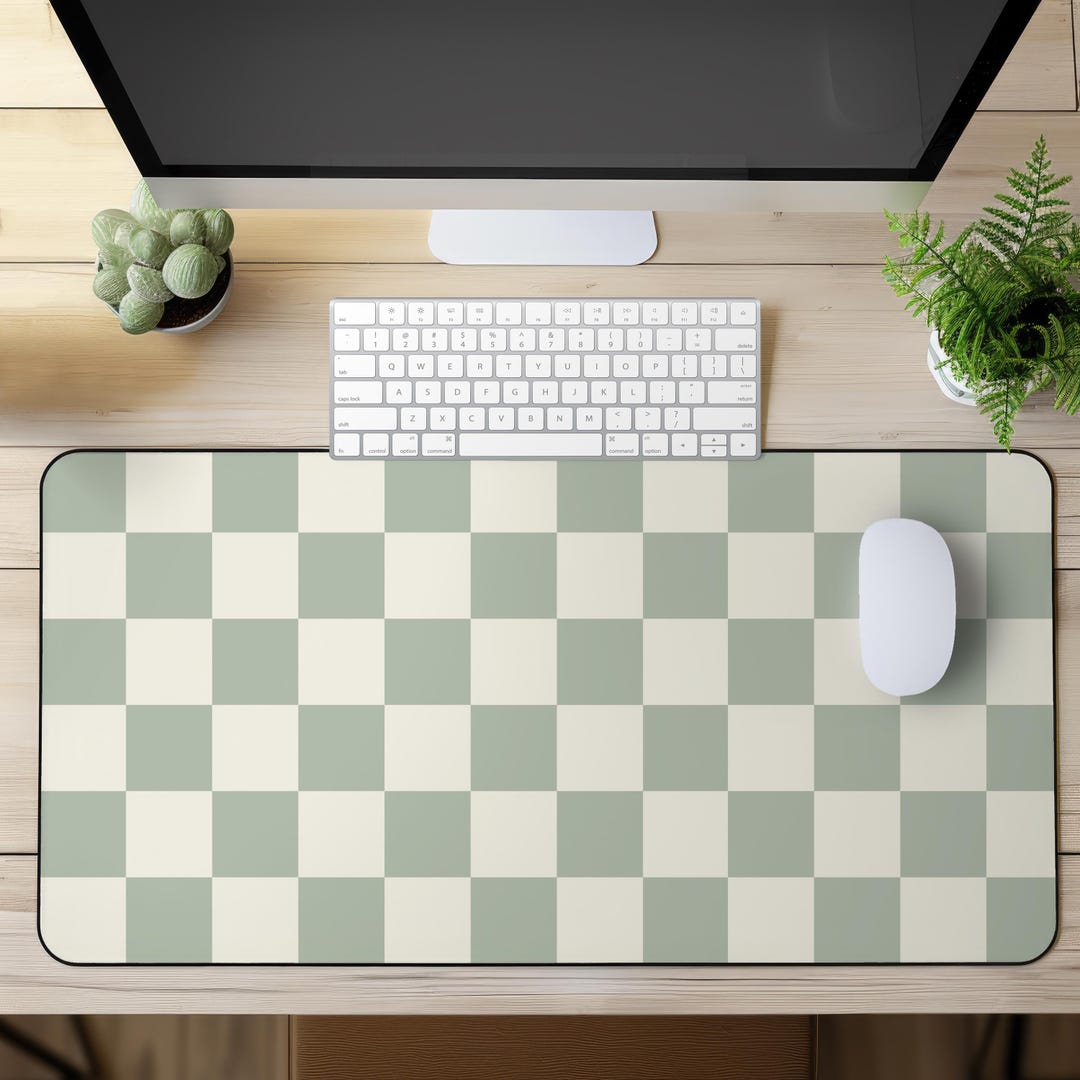 Sage Green Checker Desk Mat, Aesthetic Green Checkerboard Desk Pad ...
