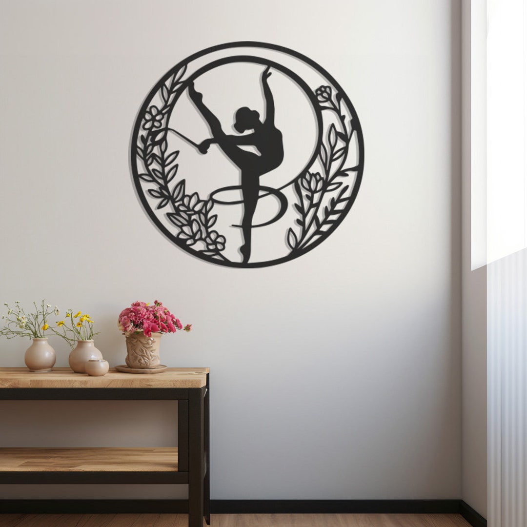 Ballerina Metal Wall Art, Circle Design Metal Wall Decor, Dance Themed ...