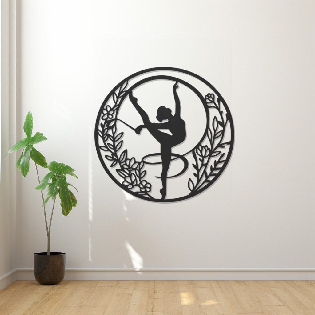 Ballerina Metal Wall Art, Circle Design Metal Wall Decor, Dance Themed ...
