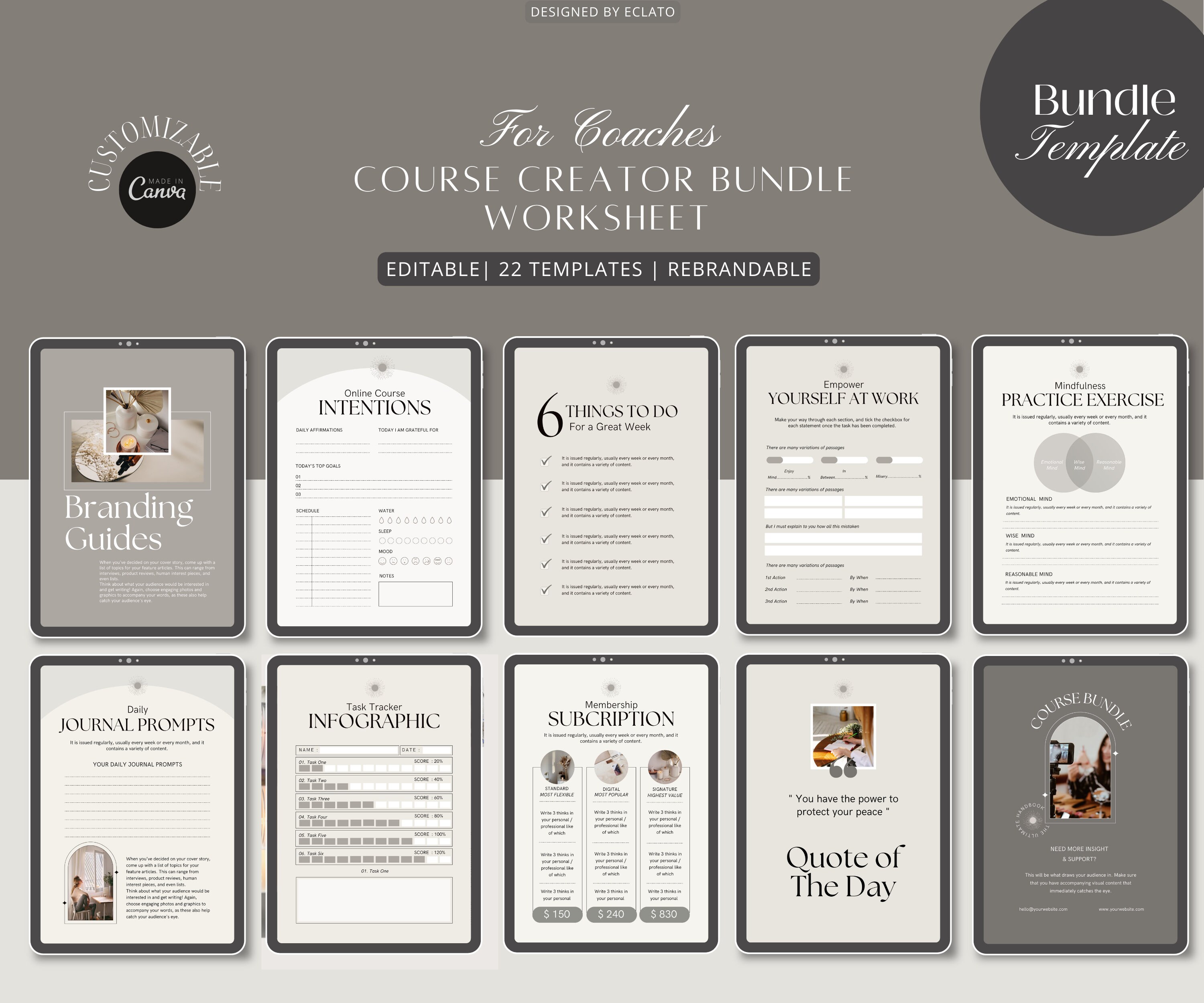 Course Creator Template, Canva Bundle Template, Worksheet Template ...