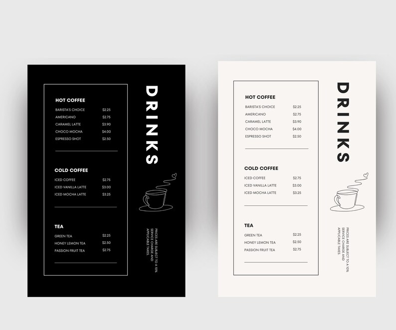 Editable Price List Template: Modern Minimalist Design (A4, Canva) - Etsy