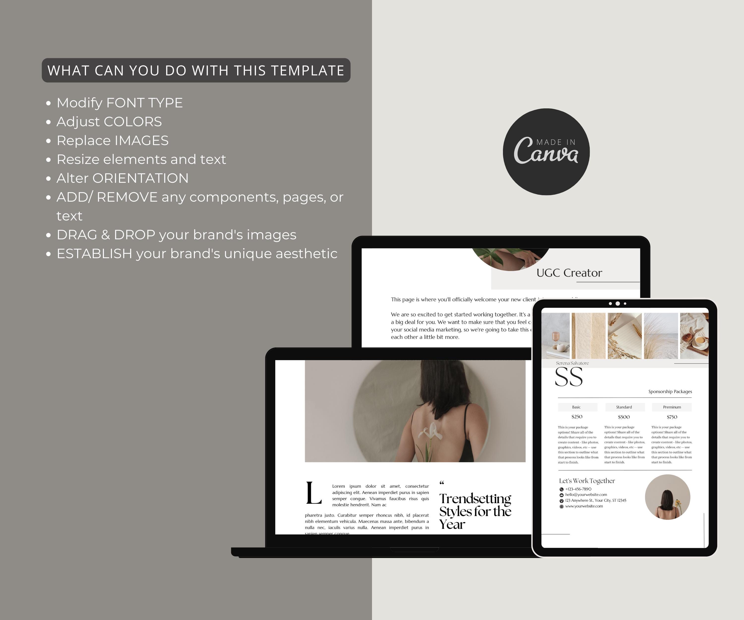 UGC Influencer Media Kit Rate Card Canva Template, Rate Card Template ...