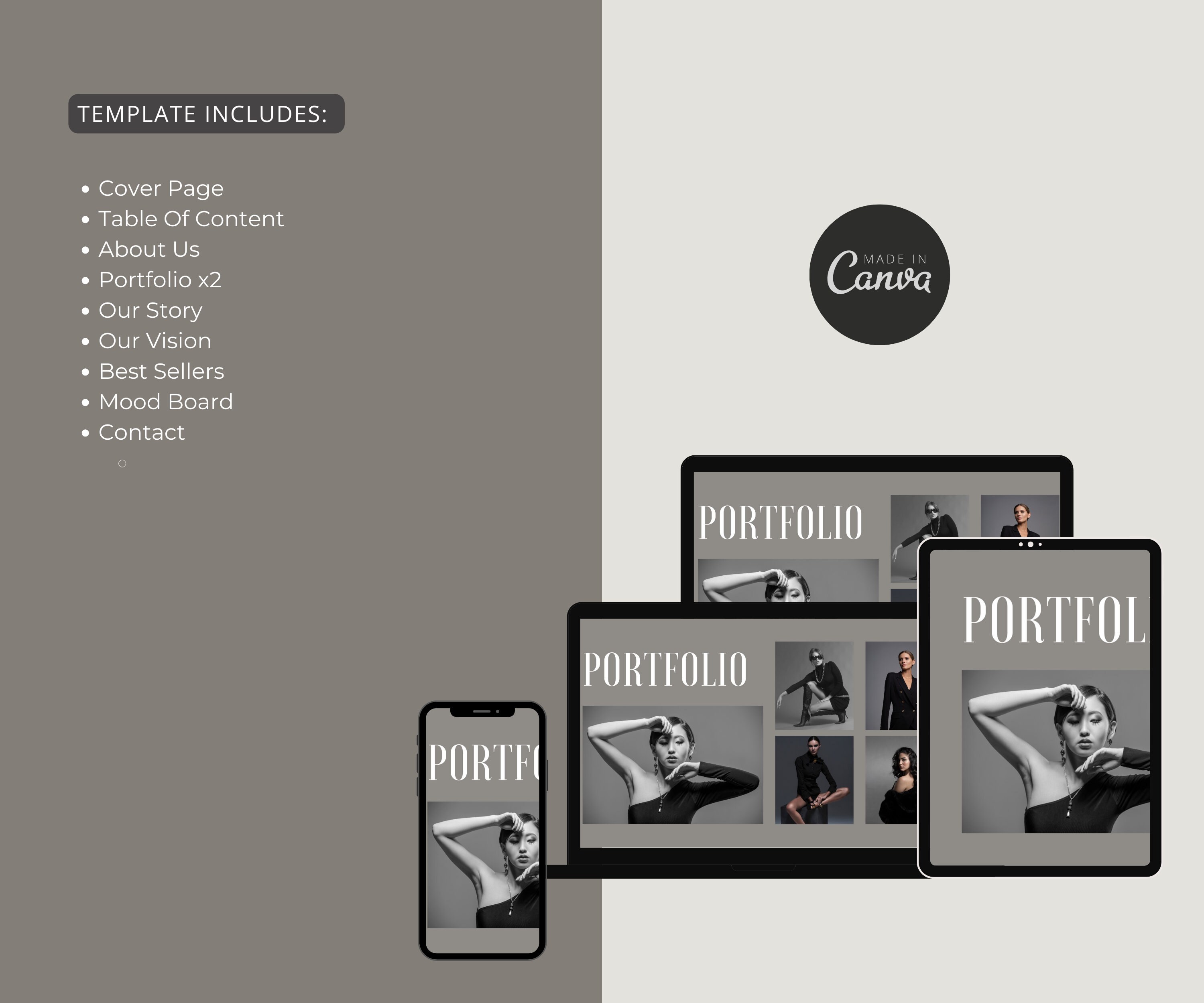 Minimalist Portfolio Template, Fashion Template, Canva Template ...