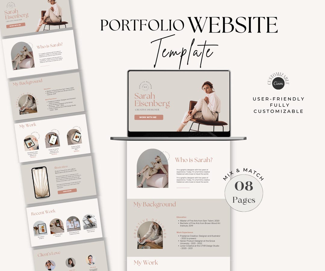Portfolio Website Template Canva Template Website Canva Template ...