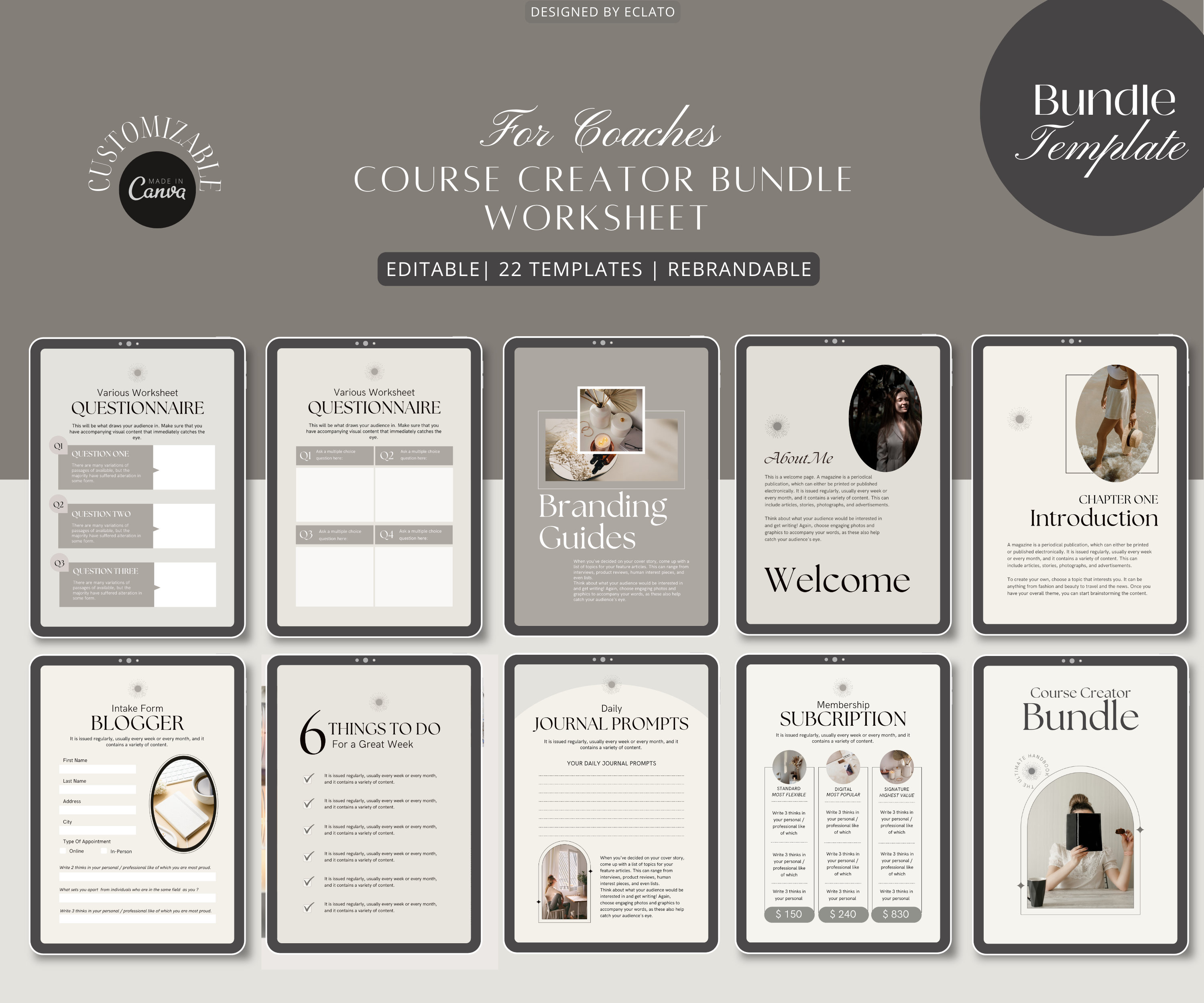 Course Creator Template, Canva Bundle Template, Worksheet Template ...