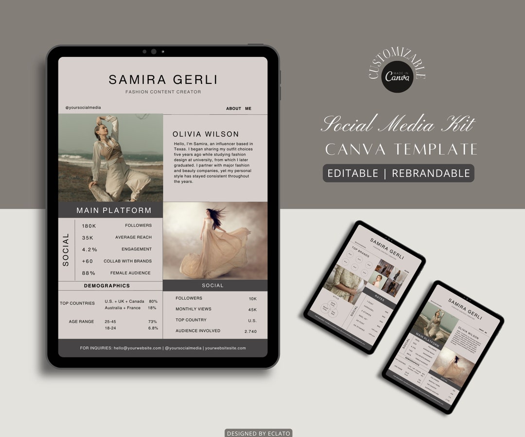 Social Media Kit, Canva Media Kit, Canva Template, Instagram Kit ...