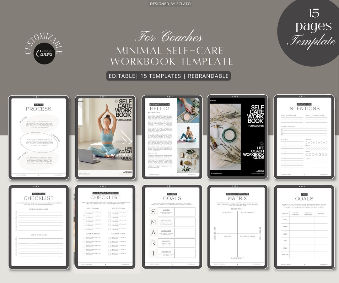 Wellness Coach Workbook, Self-care Canva Template, Coach Canva Template ...