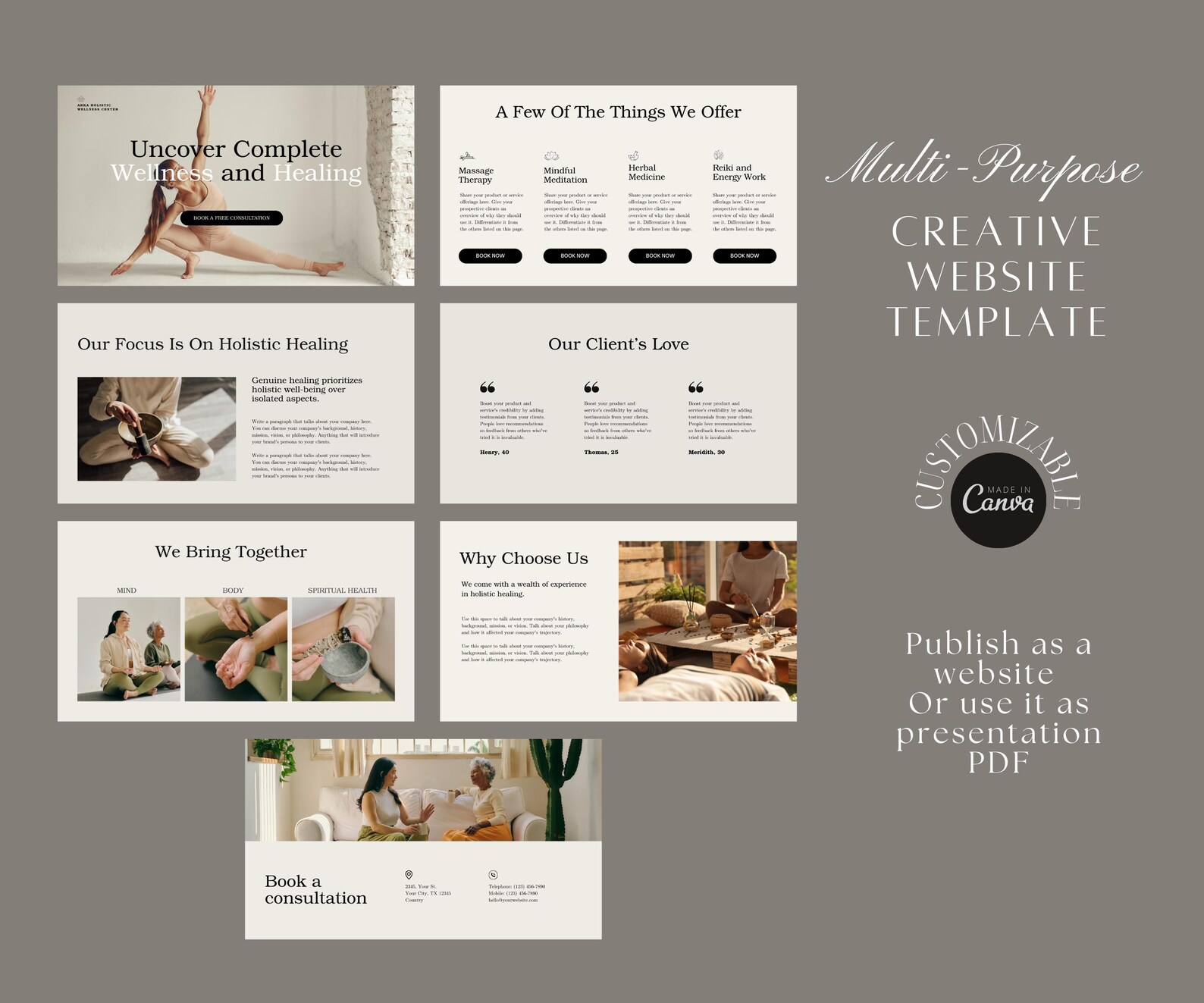 Website Template Canva Template Website Canva Template Creative Wellness Website Template Canva ...