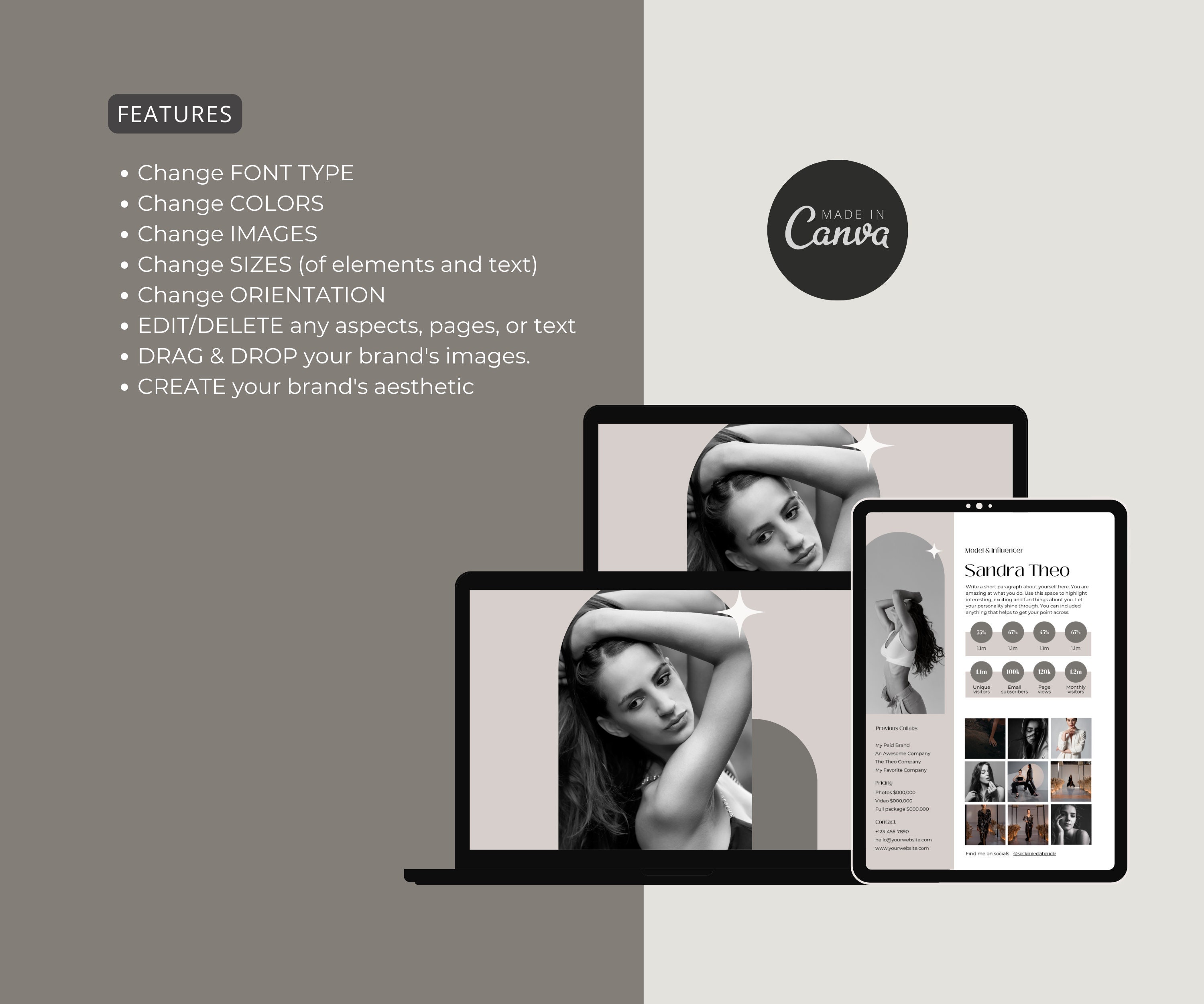 Social Media Kit, Canva Media Kit, Canva Template, Instagram Kit ...