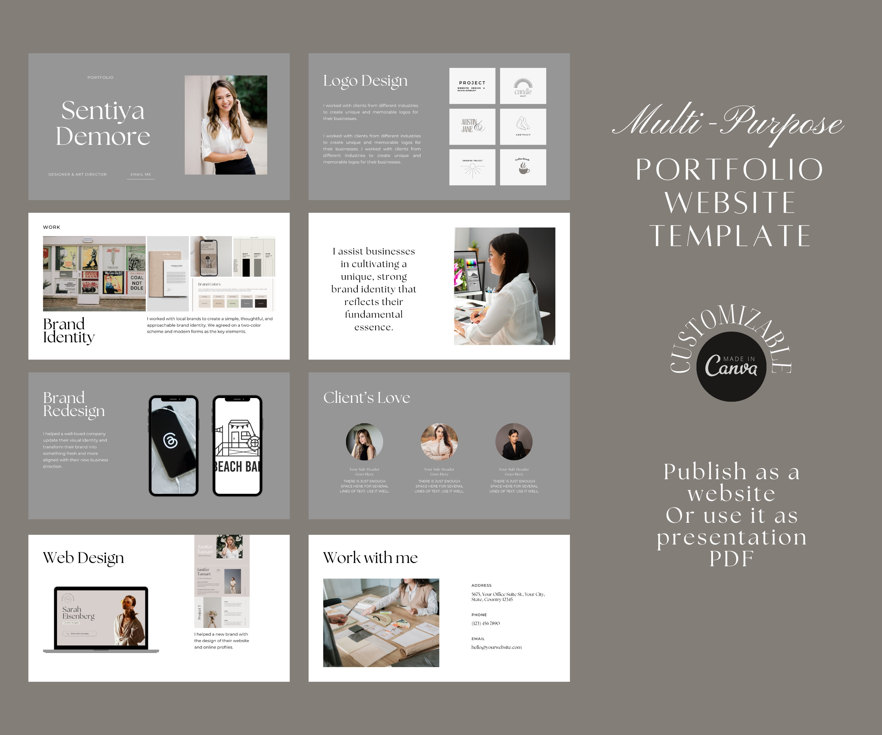Portfolio Website Template Canva Template Website Canva Template ...