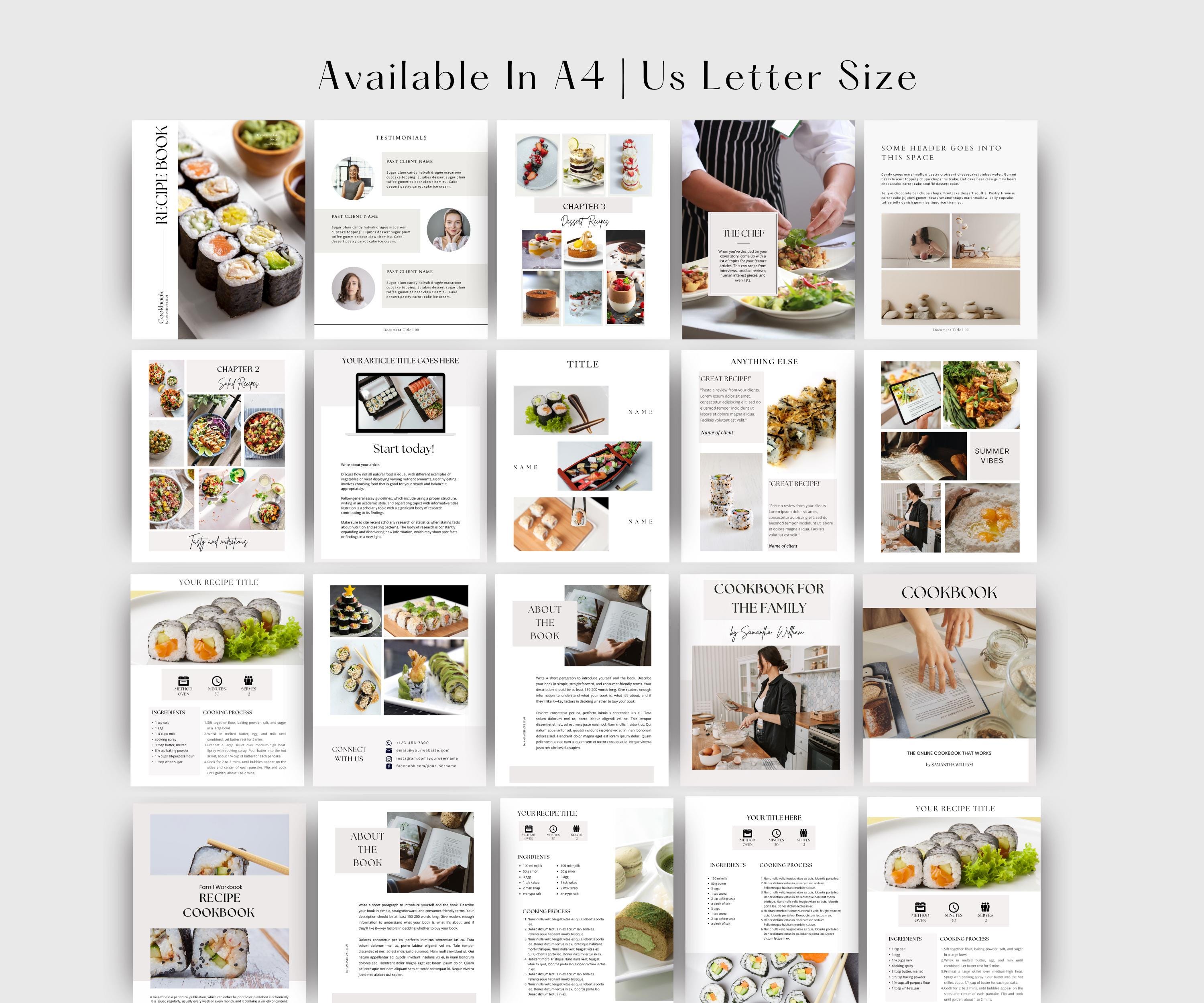 100 Page Cookbook Template, Recipe Book Template, Cook Book Template ...
