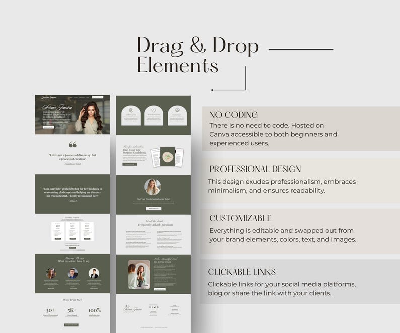 Coach & Creator Canva Landing Page Website Template | Personal Brand ...