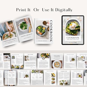 100-page Cookbook Template, Modern Recipe Book Canva Editable Template ...