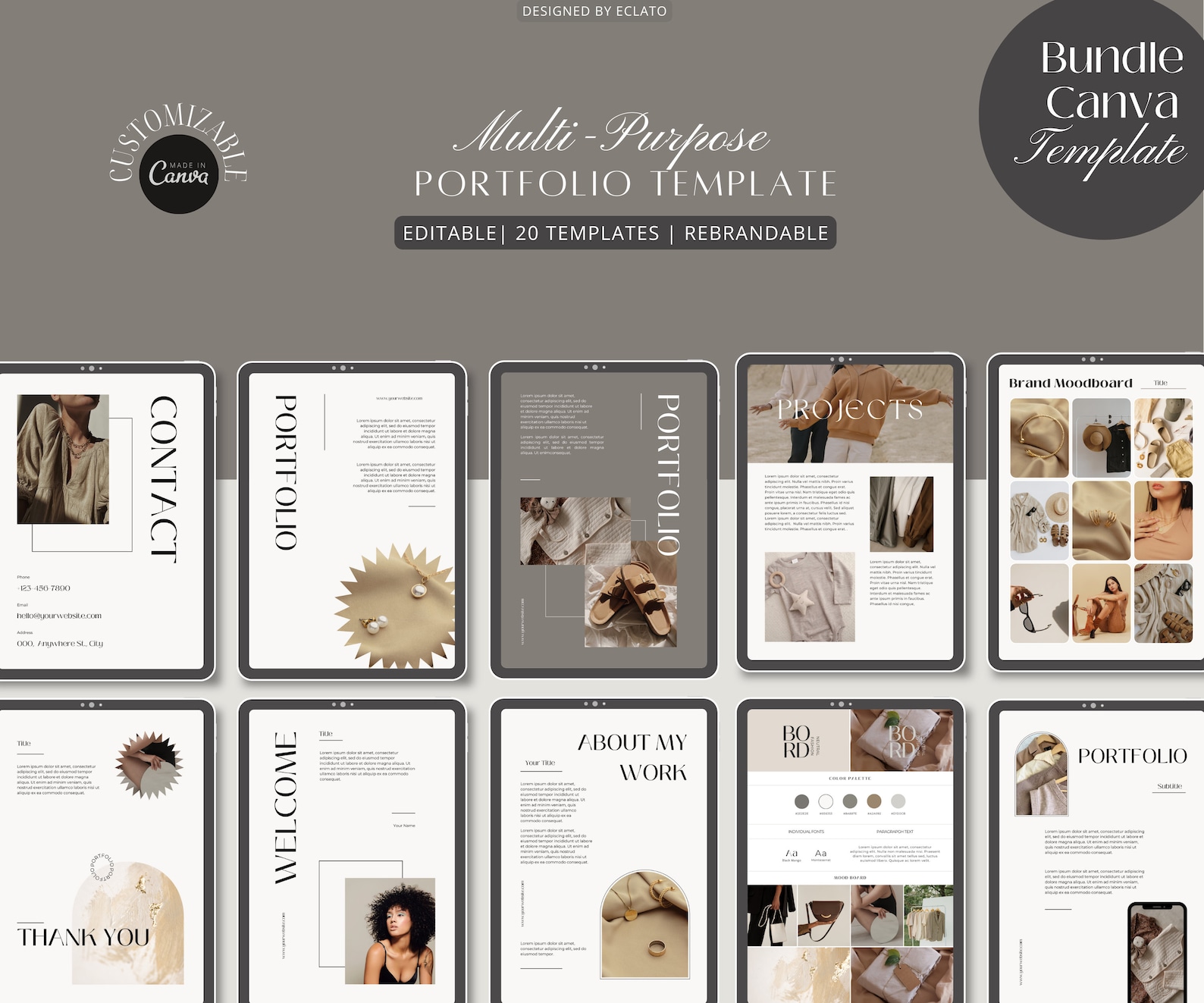 Portfolio Template, Canva Template, Canva Media Kit, Social Media Canva ...