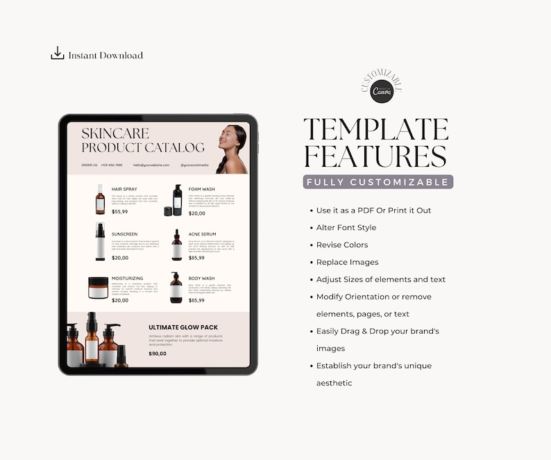 Editable Product Catalog Line Sheet Canva Template (A4) (digital ...