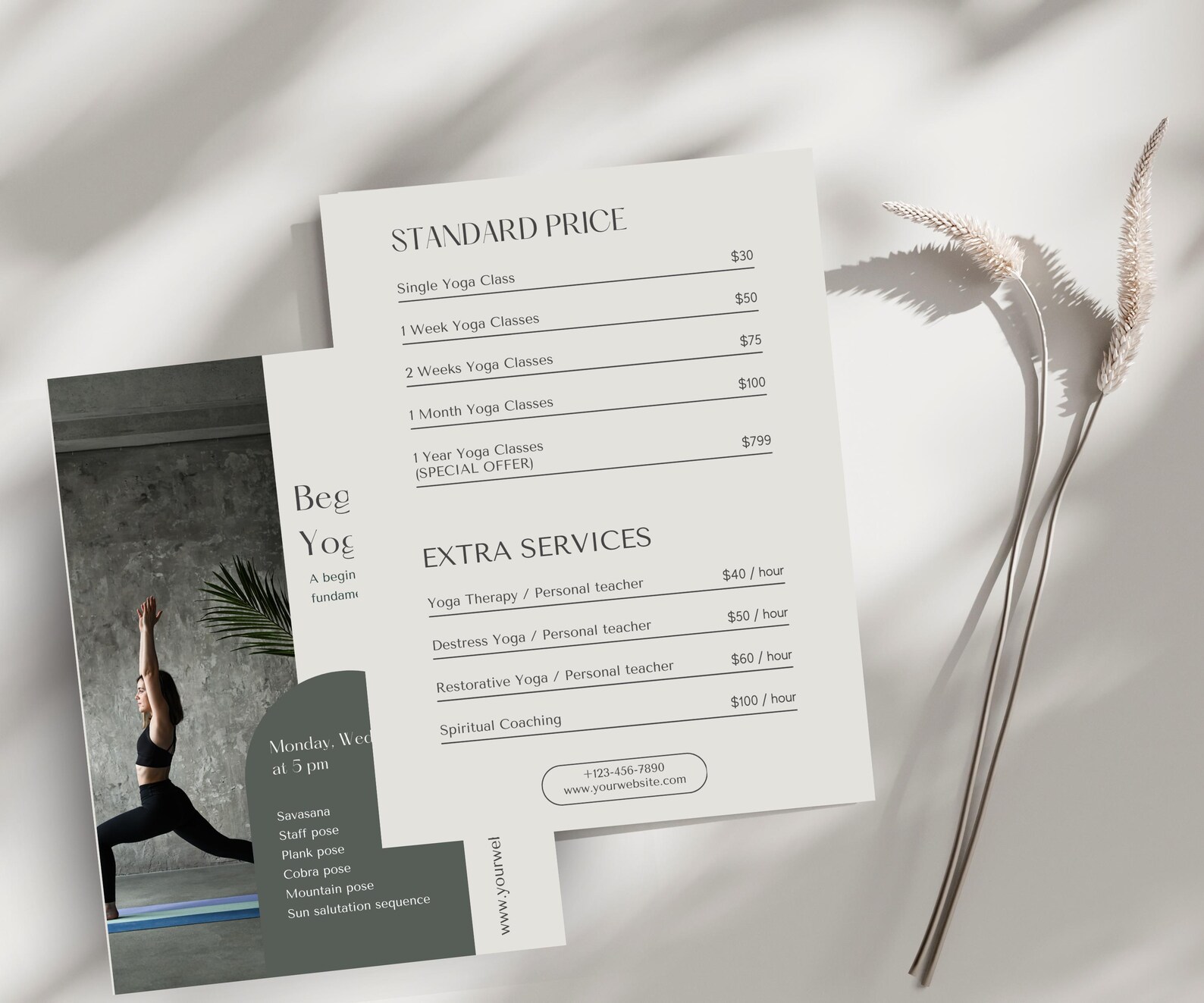 Yoga Studio Price List, Wellness Template, Canva Template, Price List ...