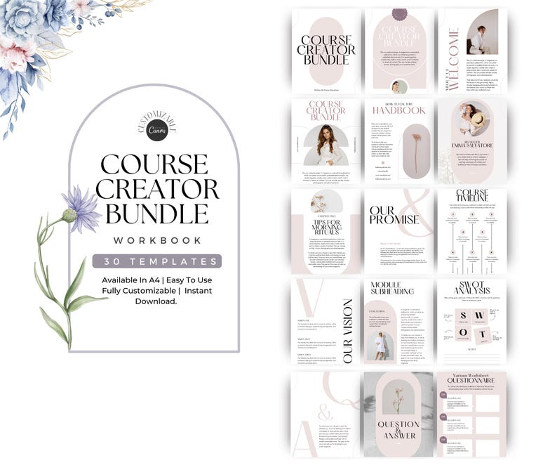 Course Creator Template, Canva Bundle Template, Boho Template, Coaching ...