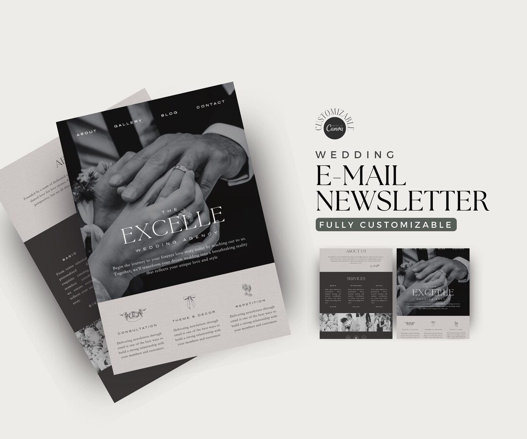 Email Newsletter Wedding Template, Canva Template, Marketing Template ...