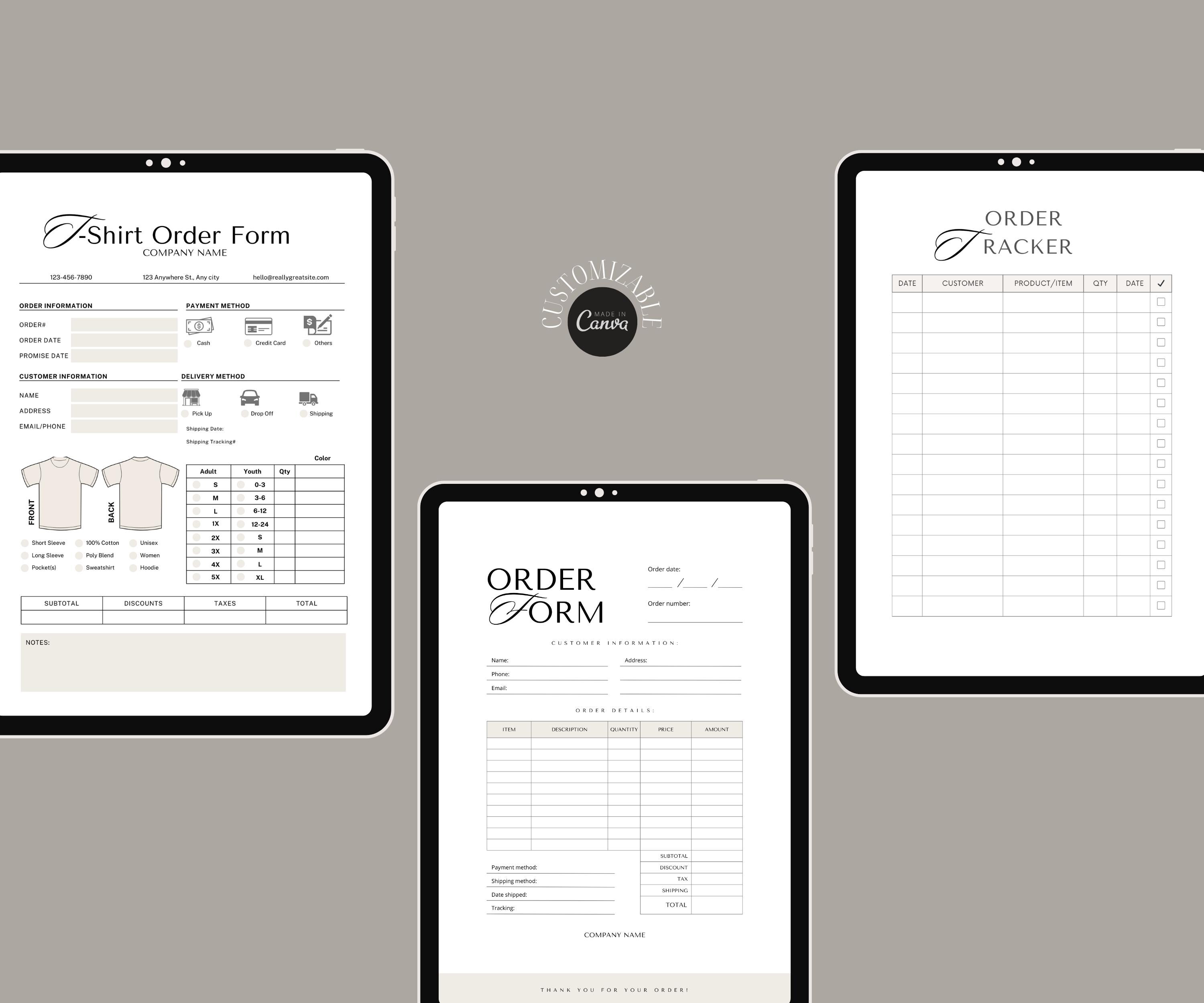 Fillable Order Forms Bundle Template, Printable Small Business Forms ...