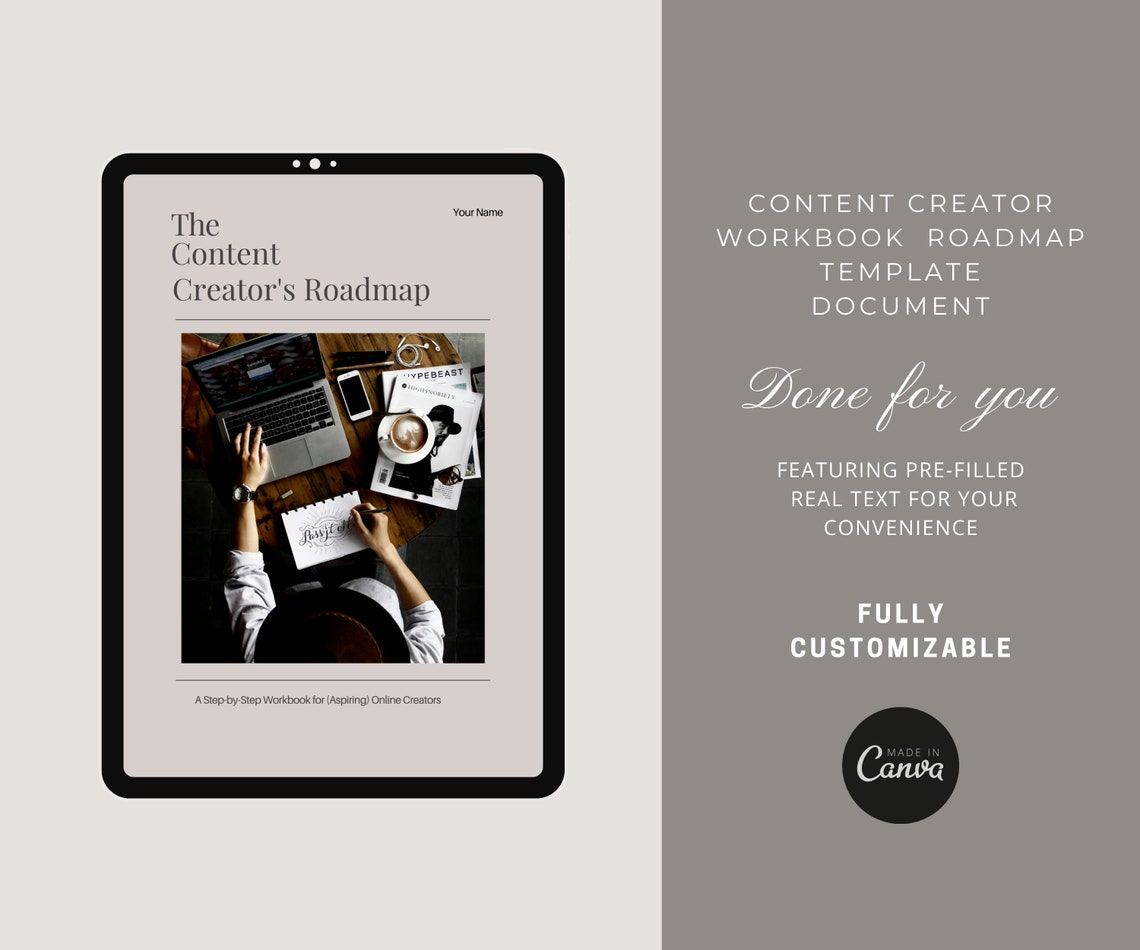 Content Creator Workbook, Content Creator Ebook, Canva Ebook Template, Content Creator Roadmap ...