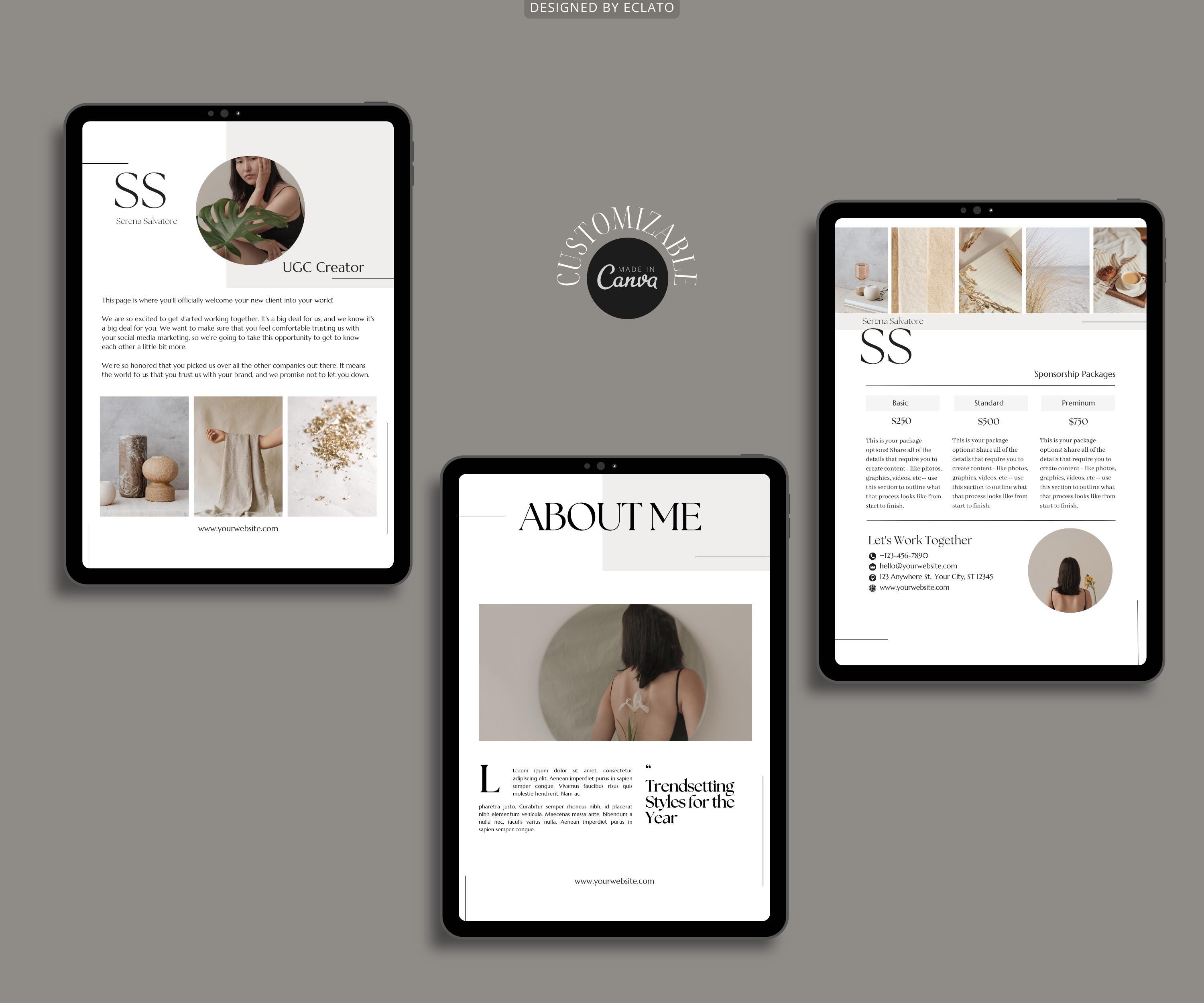 UGC Influencer Media Kit Rate Card Canva Template, Rate Card Template ...