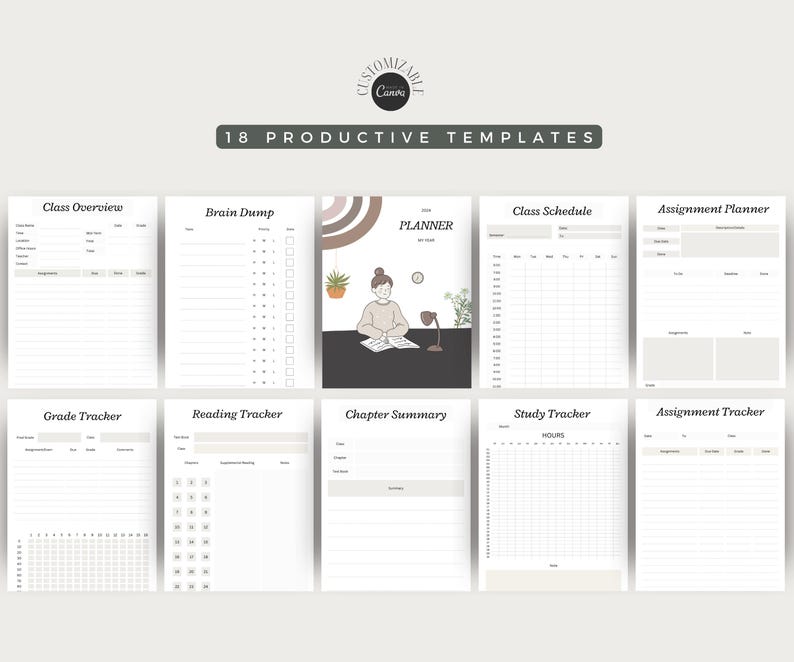 Student Planner Template, Editable Study Planner, Academic Planner ...