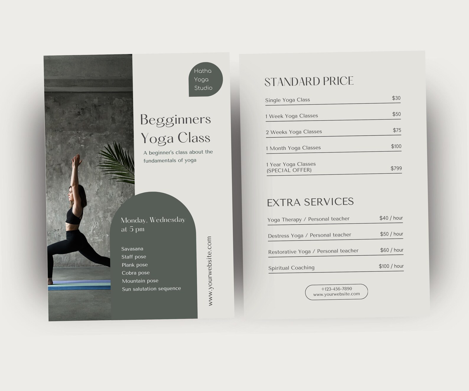 Yoga Studio Price List, Wellness Template, Canva Template, Price List ...