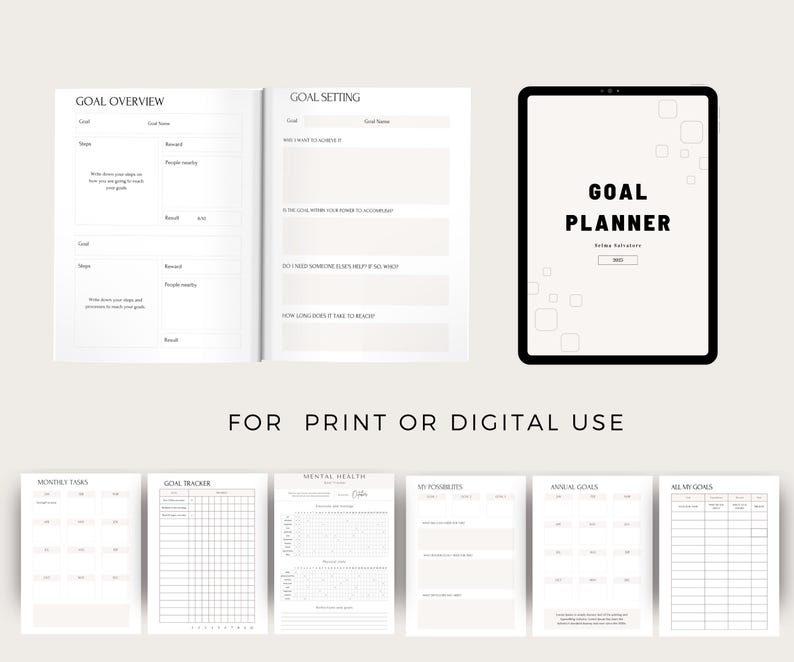 Goal Planner Template, Goal Setting, Goal Progress, Canva Planner ...